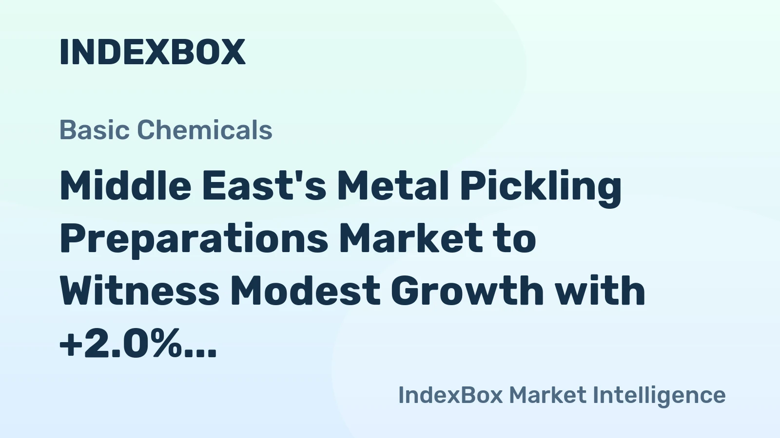 Middle East's Metal Pickling Preparations Market to Witness Modest Growth with +2.0% CAGR
