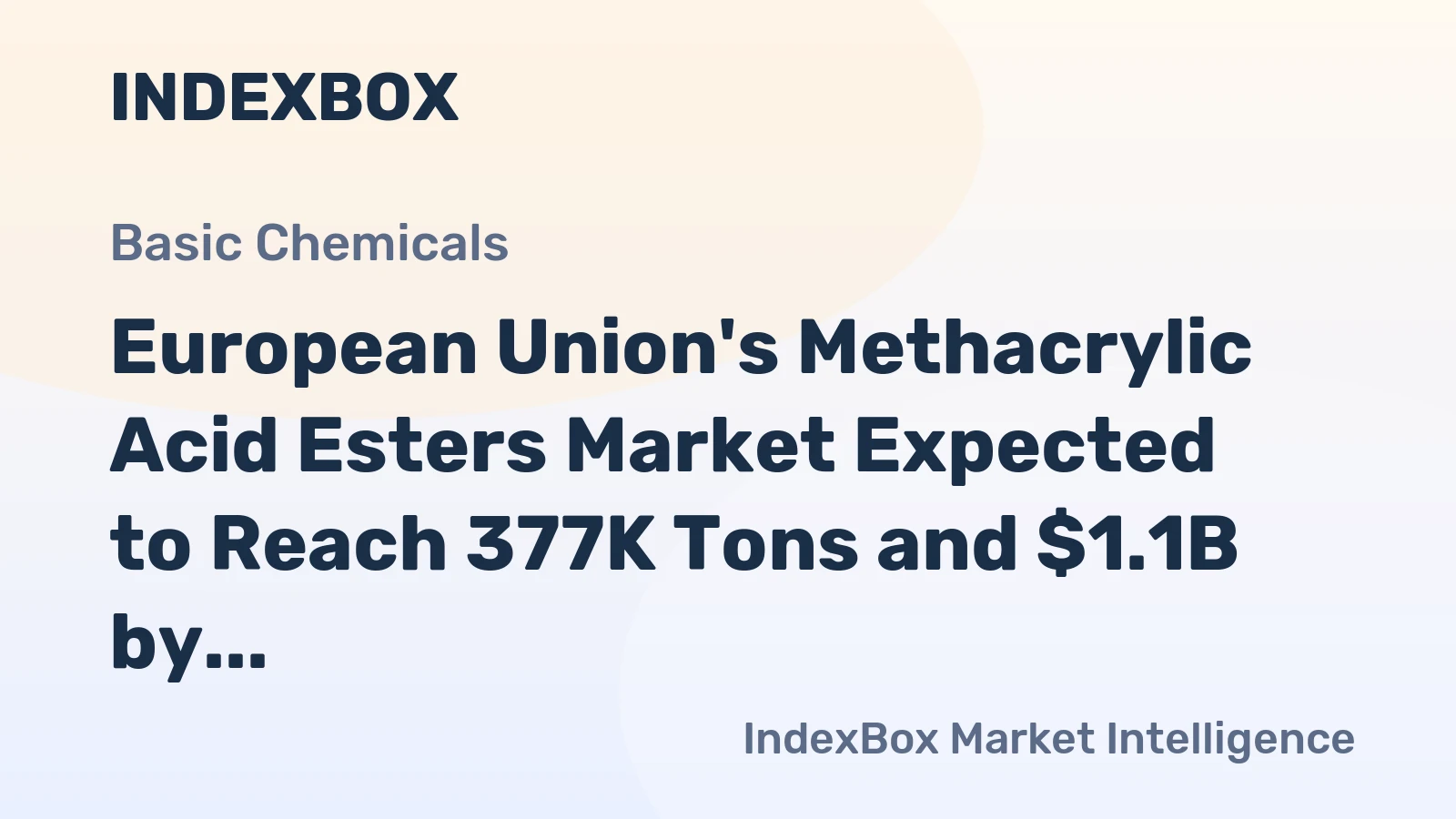 European Union's Methacrylic Acid Esters Market Expected to Reach 377K Tons and $1.1B by 2035