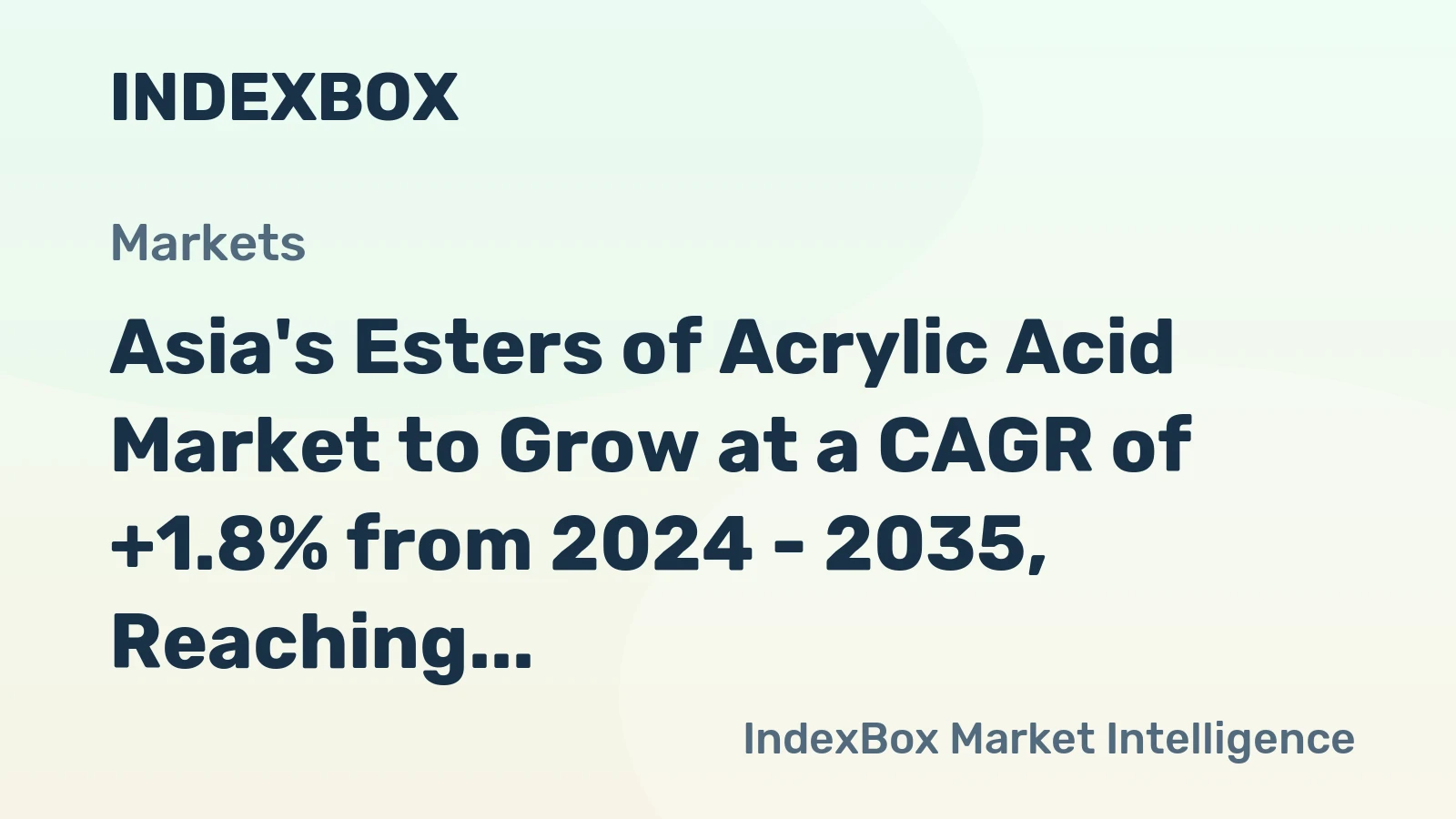 Asia's Esters of Acrylic Acid Market to Grow at a CAGR of +1.8% from 2024 - 2035, Reaching 6.7M Tons
