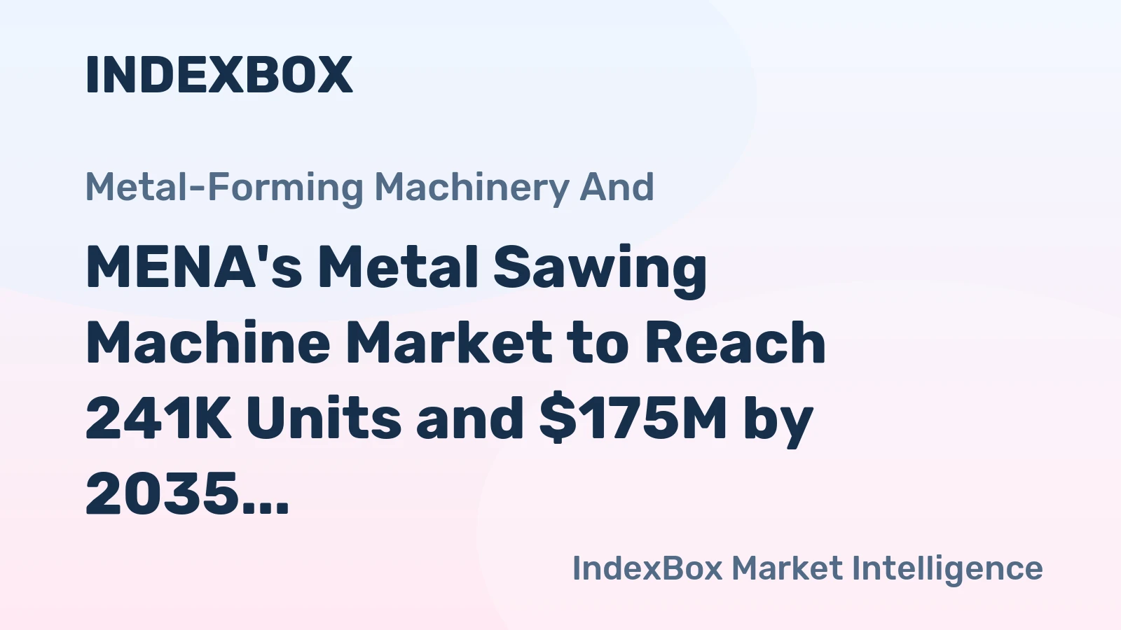 MENA's Metal Sawing Machine Market to Reach 241K Units and $175M by 2035