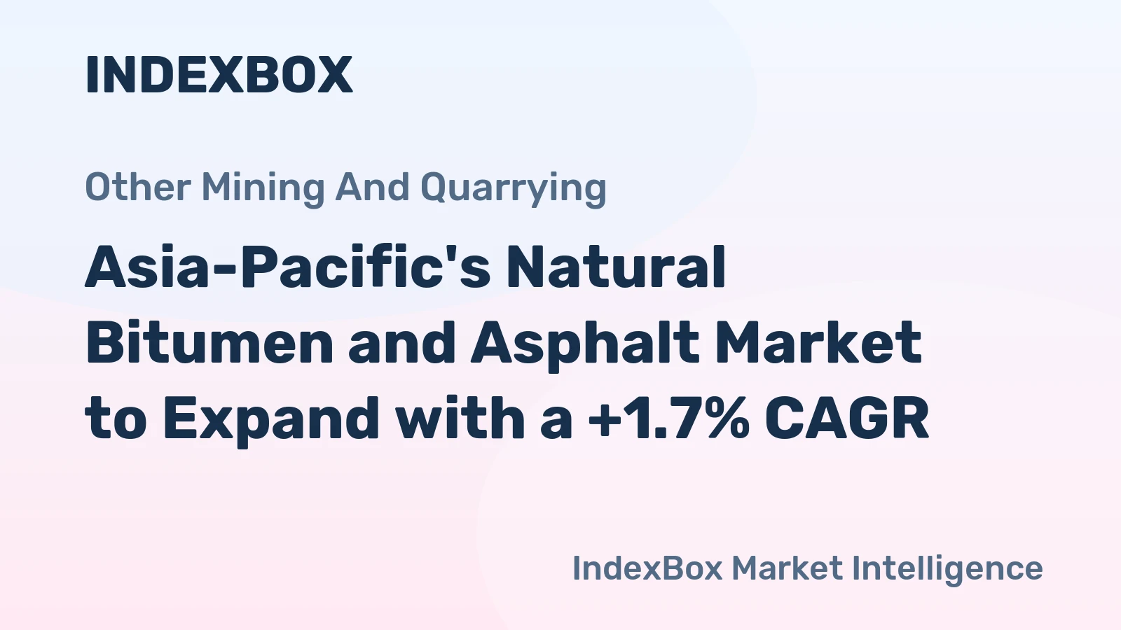 Asia-Pacific's Natural Bitumen and Asphalt Market to Expand with a +1.7% CAGR
