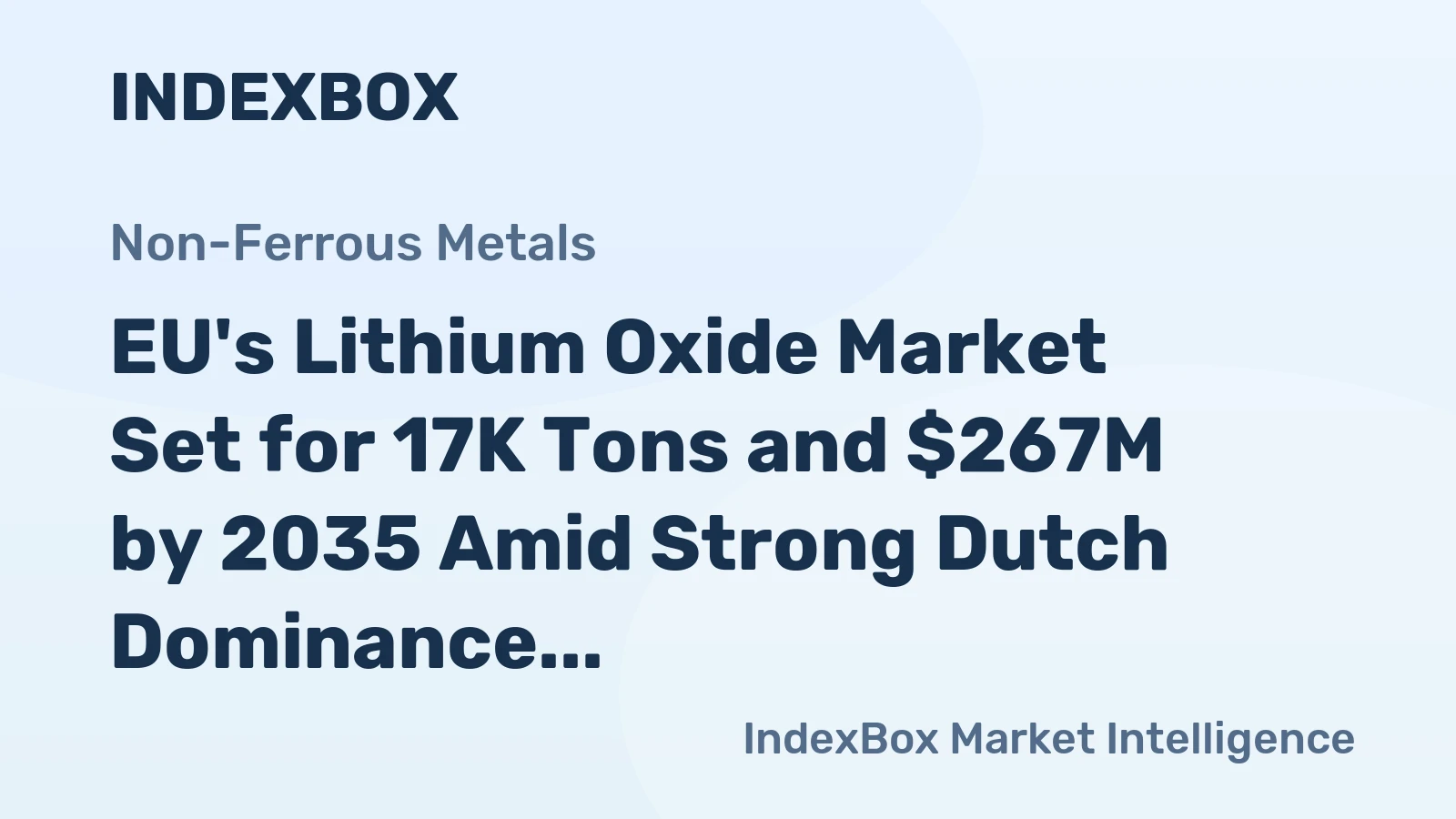 EU's Lithium Oxide Market Set for 17K Tons and $267M by 2035 Amid Strong Dutch Dominance