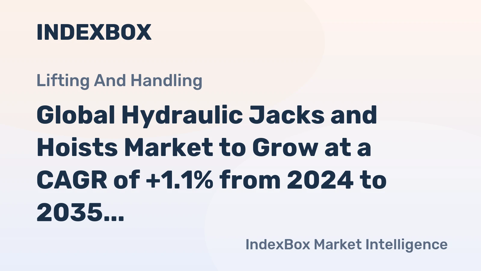 Global Hydraulic Jacks and Hoists Market to Grow at a CAGR of +1.1% from 2024 to 2035, Reaching 60M Units