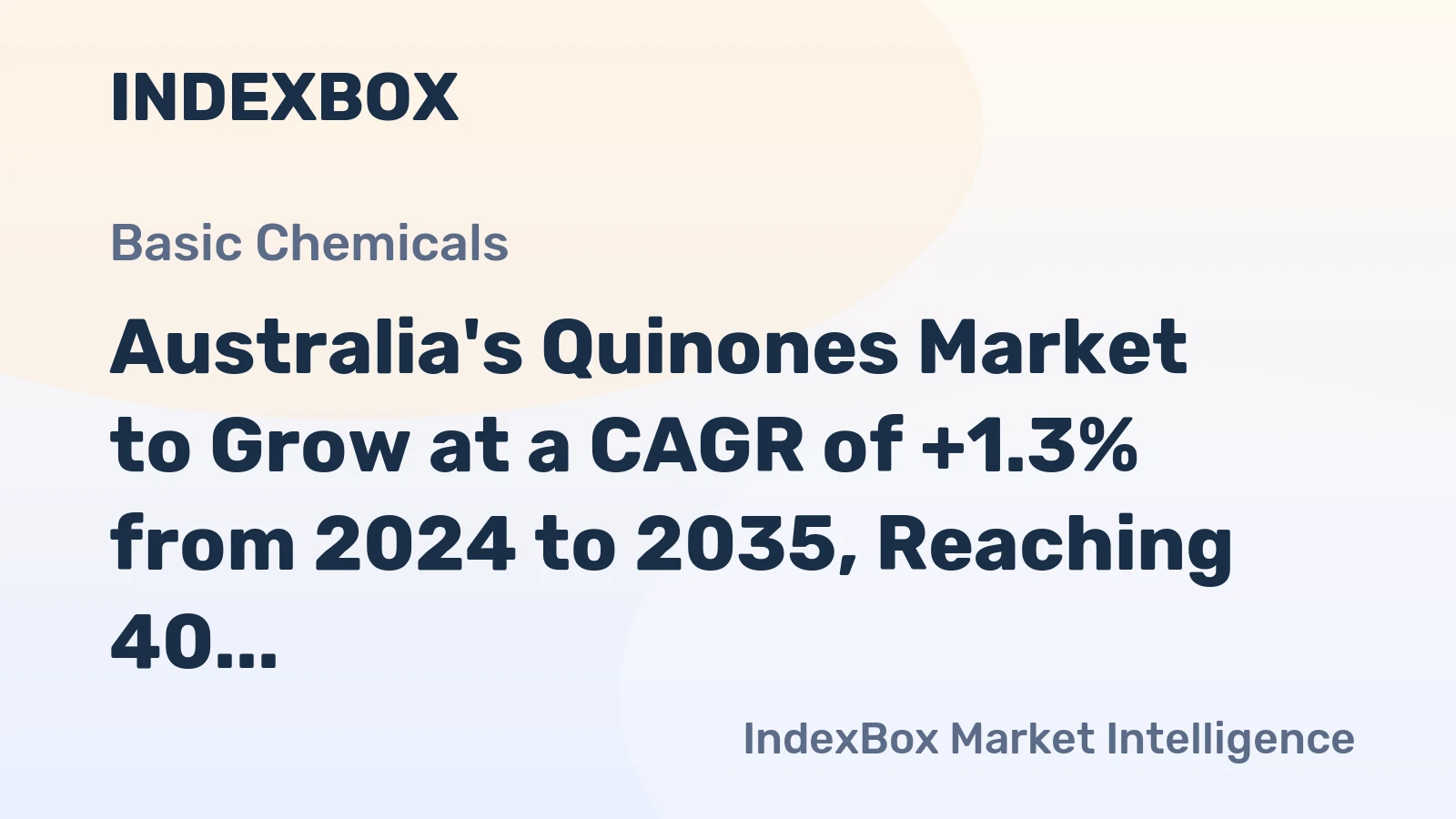 Australia's Quinones Market to Grow at a CAGR of +1.3% from 2024 to 2035, Reaching 40 Tons