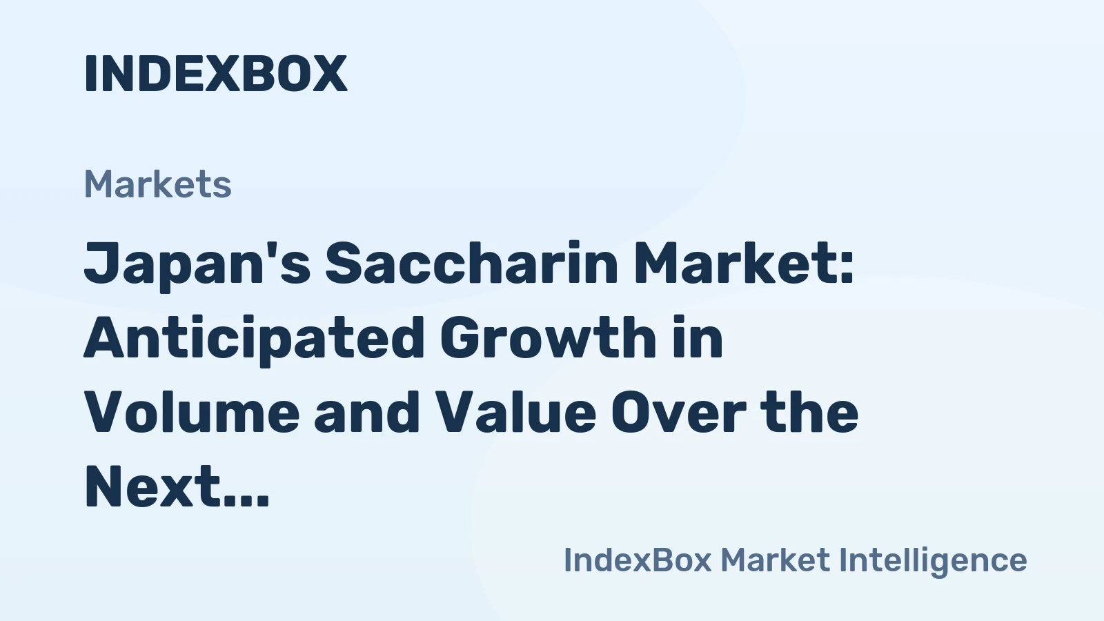 Japan's Saccharin Market: Anticipated Growth in Volume and Value Over the Next Decade