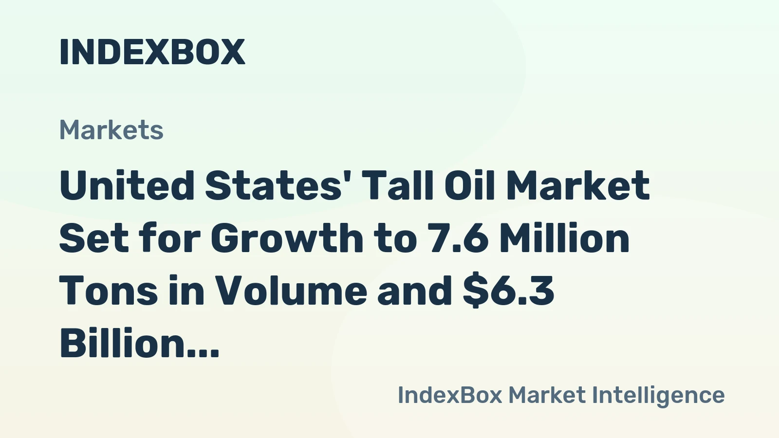 United States' Tall Oil Market Set for Growth to 7.6 Million Tons in Volume and $6.3 Billion in Value by 2035