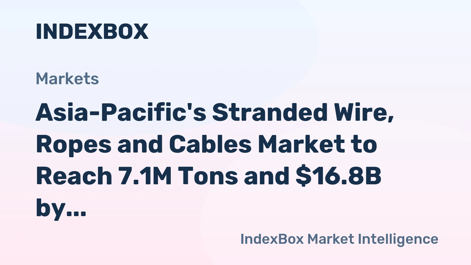Asia-Pacific's Stranded Wire, Ropes and Cables Market to Reach 7.1M Tons and $16.8B by 2035