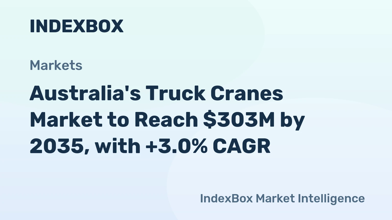 Australia's Truck Cranes Market to Reach $303M by 2035, with +3.0% CAGR