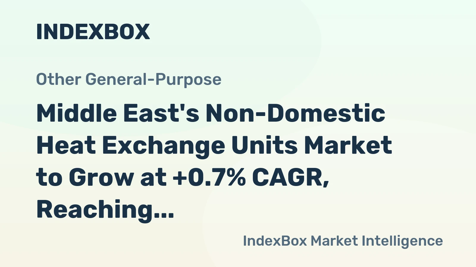 Middle East's Non-Domestic Heat Exchange Units Market to Grow at +0.7% CAGR, Reaching $19.3B by 2035