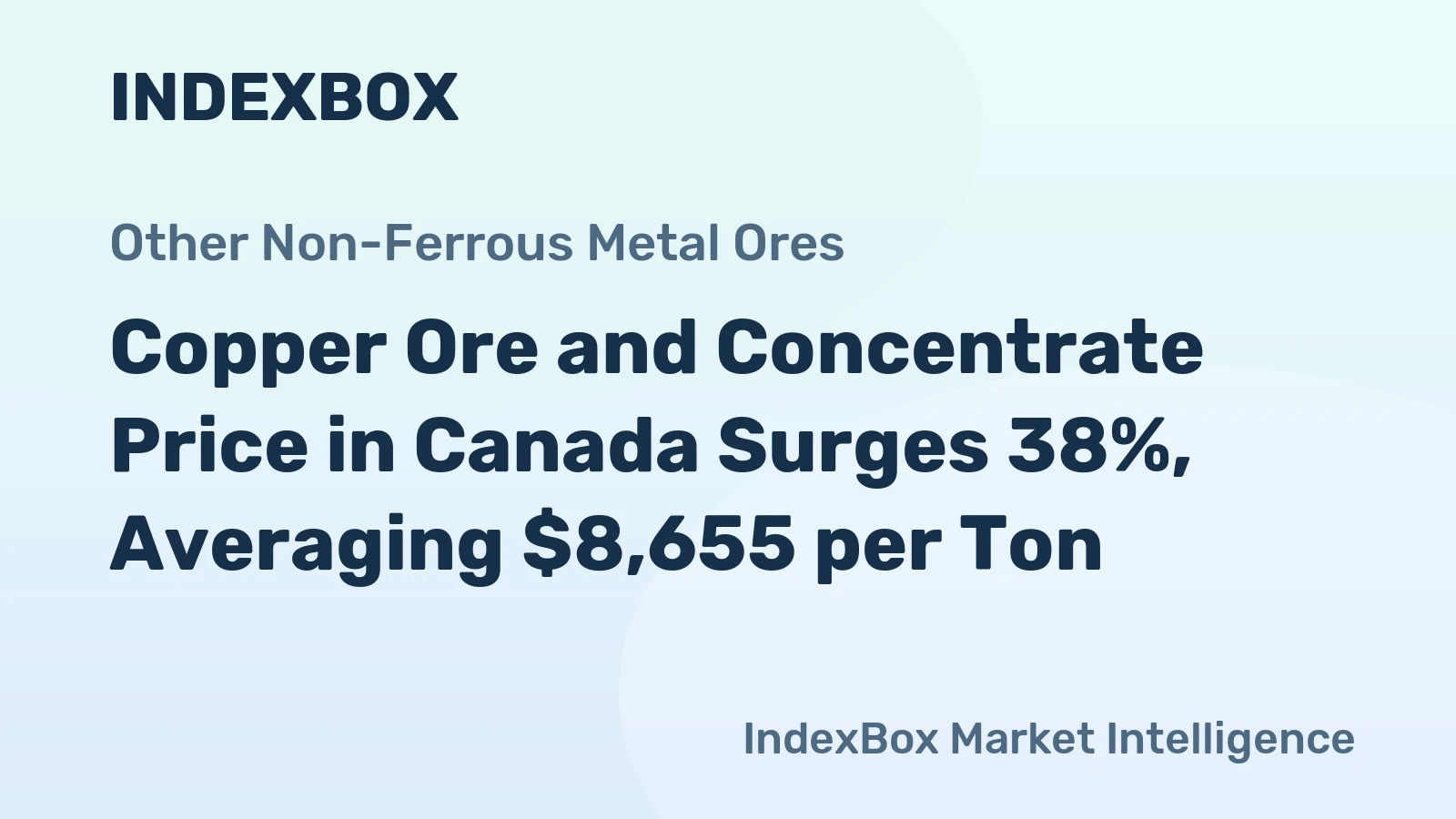 Copper Ore and Concentrate Price in Canada Surges 38%, Averaging $8,655 per Ton