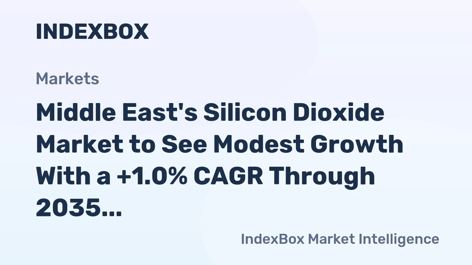 Middle East's Silicon Dioxide Market to See Modest Growth With a +1.0% CAGR Through 2035