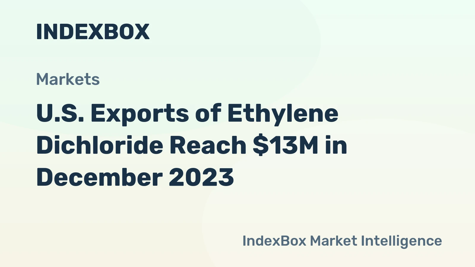 U.S. Exports of Ethylene Dichloride Reach $13M in December 2023