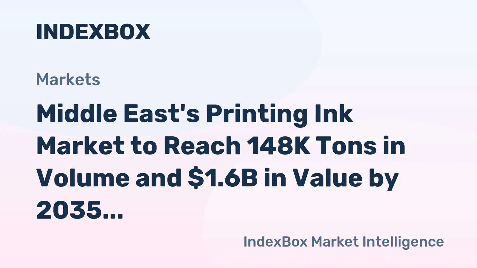 Middle East's Printing Ink Market to Reach 148K Tons in Volume and $1.6B in Value by 2035