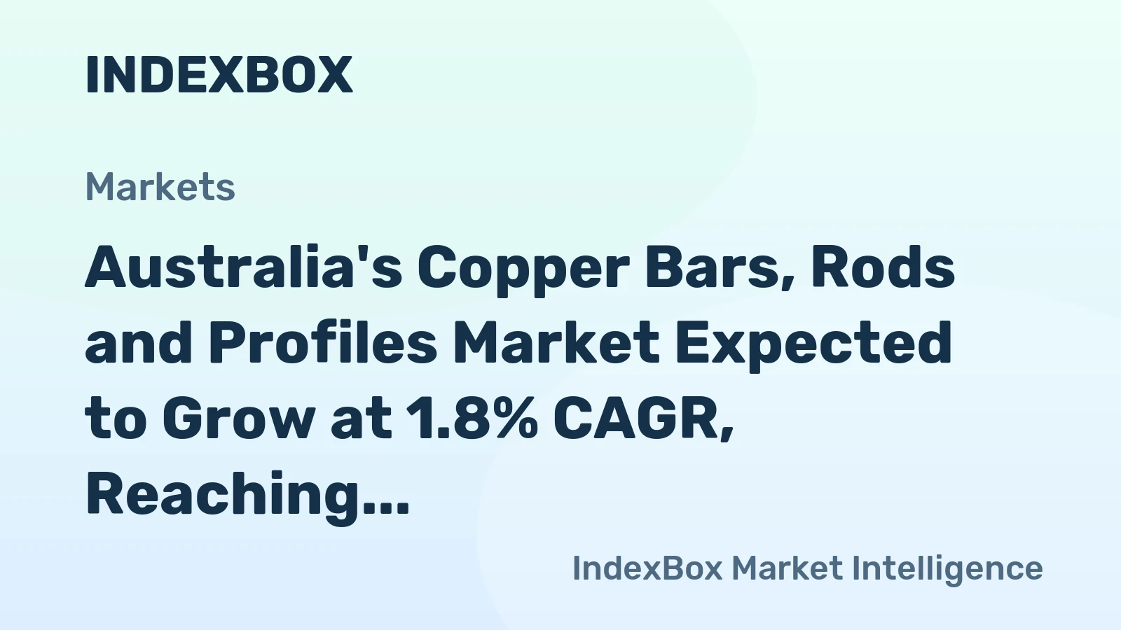 Australia's Copper Bars, Rods and Profiles Market Expected to Grow at 1.8% CAGR, Reaching $931M by 2035