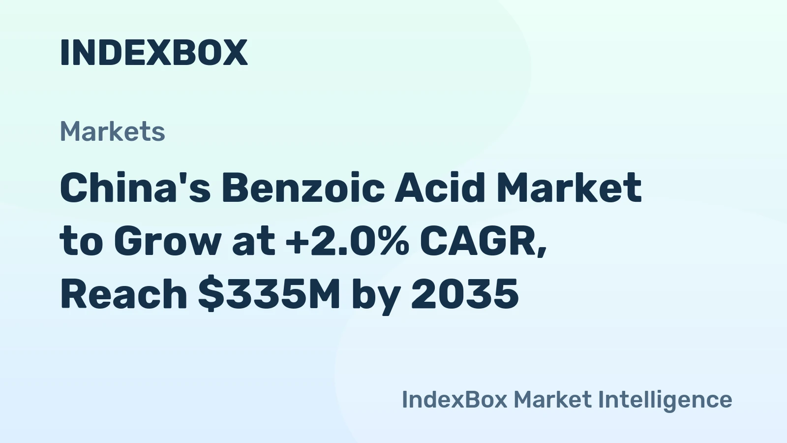 China's Benzoic Acid Market to Grow at +2.0% CAGR, Reach $335M by 2035