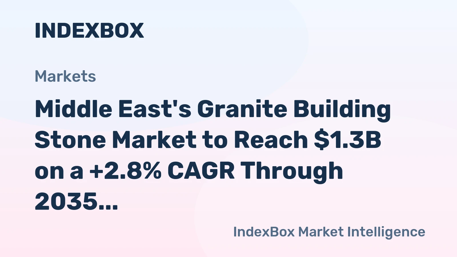 Middle East's Granite Building Stone Market to Reach $1.3B on a +2.8% CAGR Through 2035