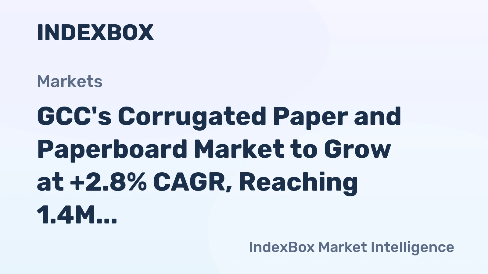 GCC's Corrugated Paper and Paperboard Market to Grow at +2.8% CAGR, Reaching 1.4M Tons by 2035