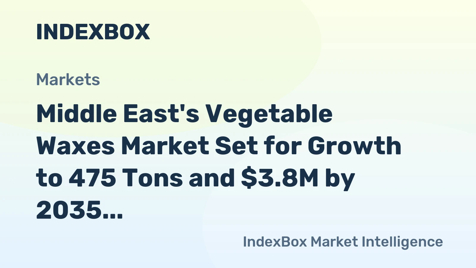 Middle East's Vegetable Waxes Market Set for Growth to 475 Tons and $3.8M by 2035