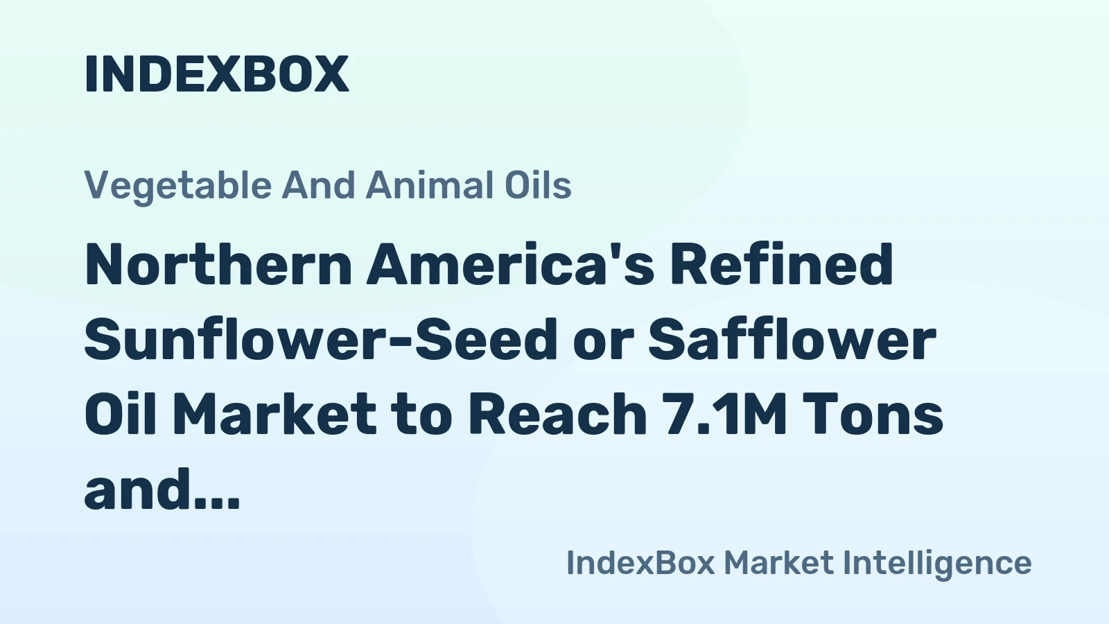 Northern America's Refined Sunflower-Seed or Safflower Oil Market to Reach 7.1M Tons and $13.8B by 2035