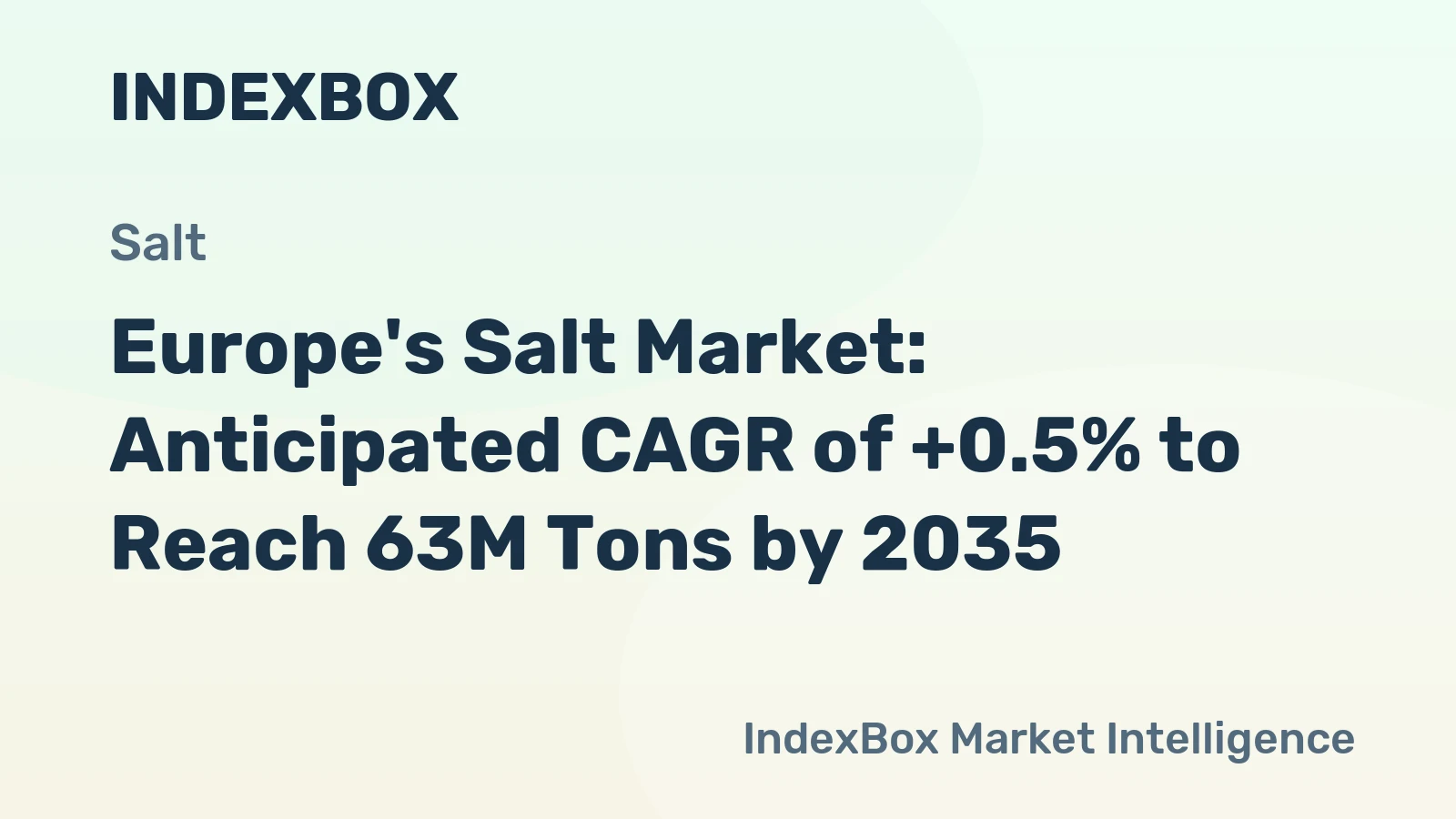 Europe's Salt Market: Anticipated CAGR of +0.5% to Reach 63M Tons by 2035