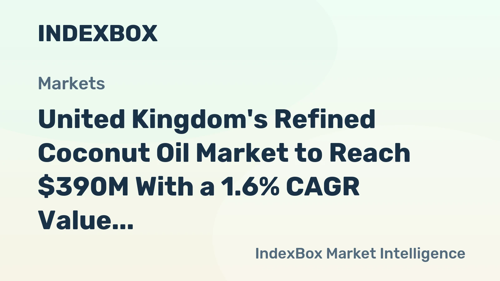 United Kingdom's Refined Coconut Oil Market to Reach $390M With a 1.6% CAGR Value Growth Through 2035