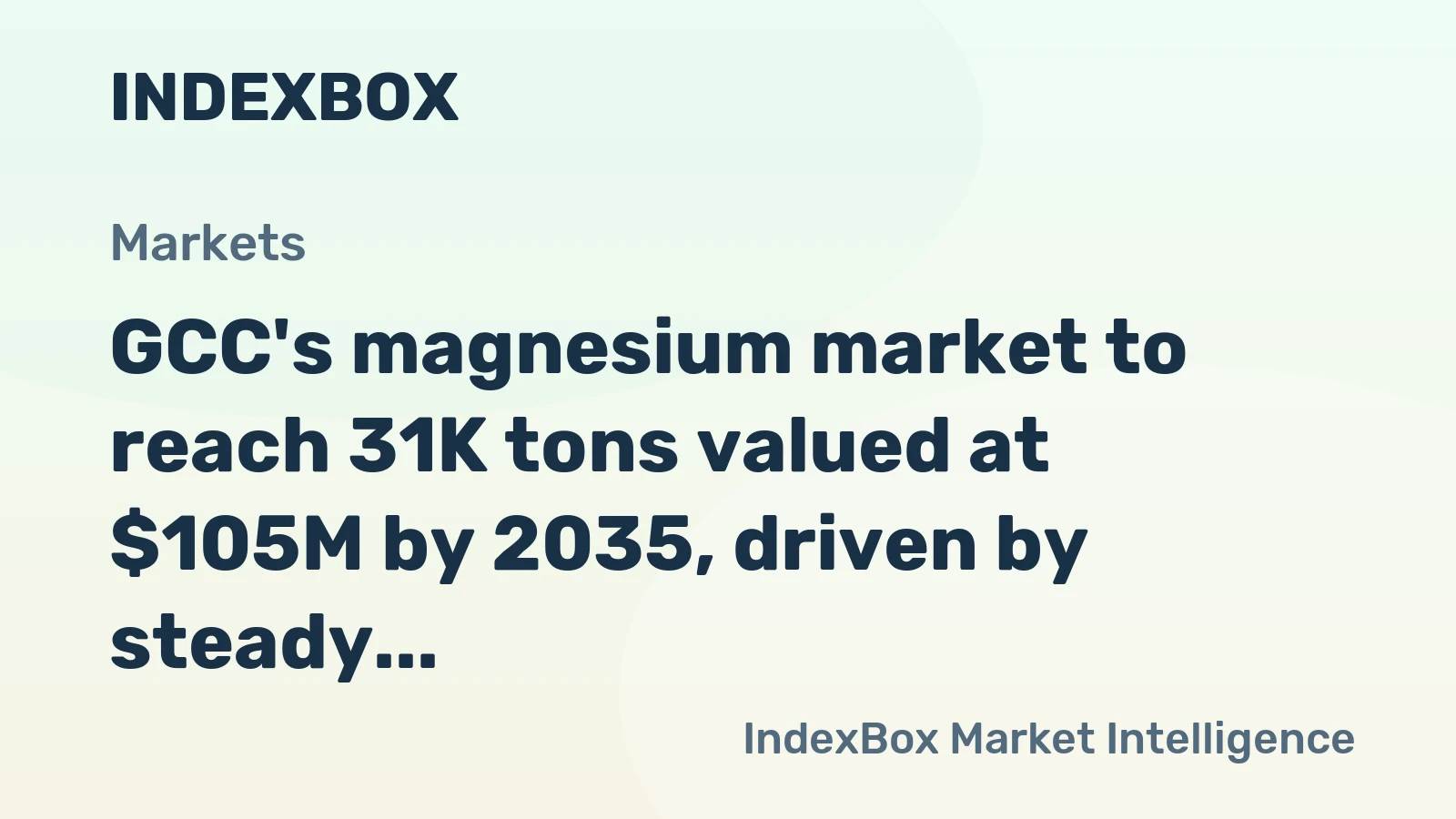 GCC's magnesium market to reach 31K tons valued at $105M by 2035, driven by steady demand growth.