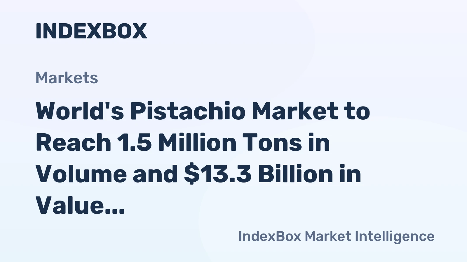 World's Pistachio Market to Reach 1.5 Million Tons in Volume and $13.3 Billion in Value by 2035