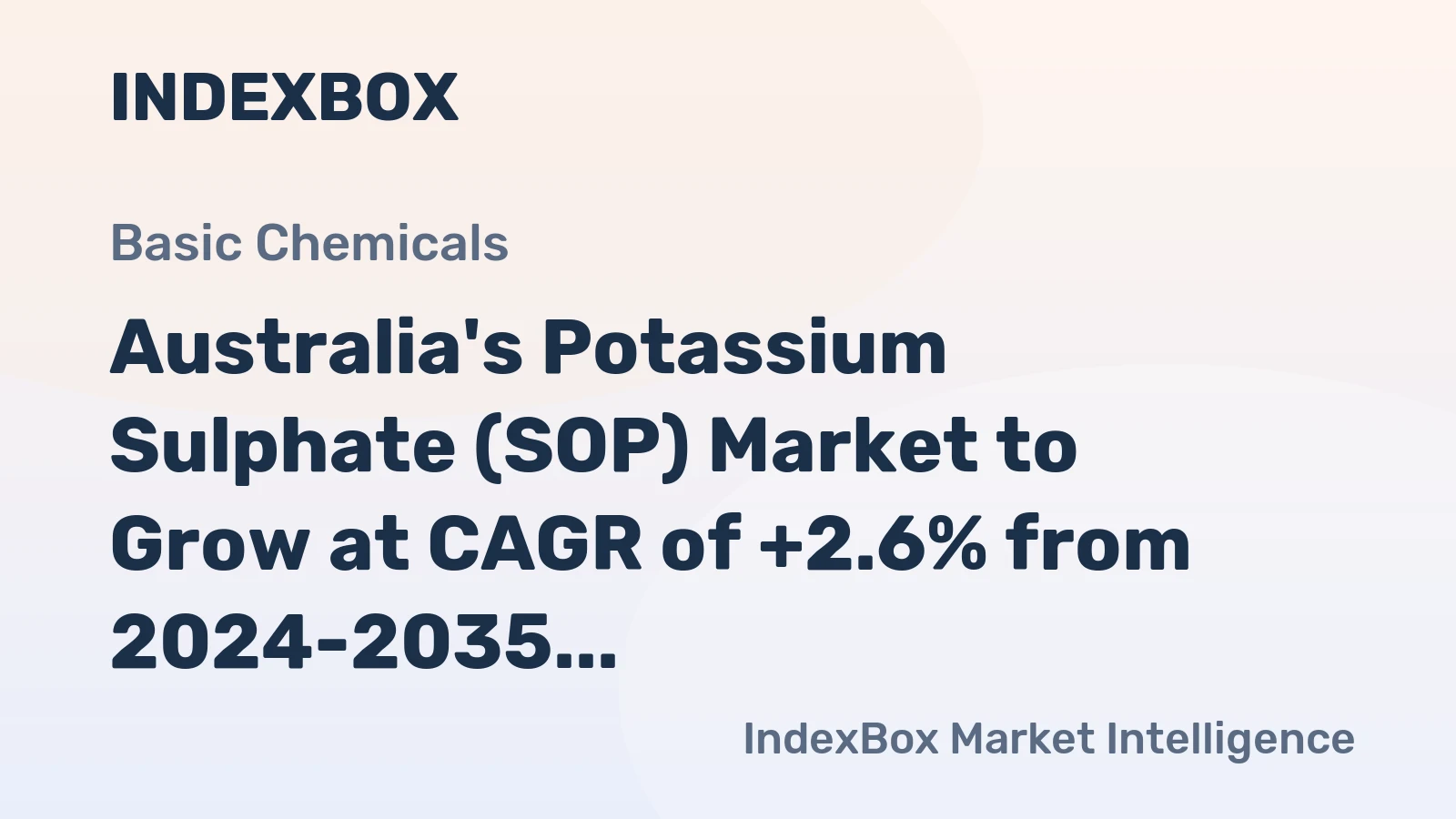 Australia's Potassium Sulphate (SOP) Market to Grow at CAGR of +2.6% from 2024-2035, Reaching 122K Tons