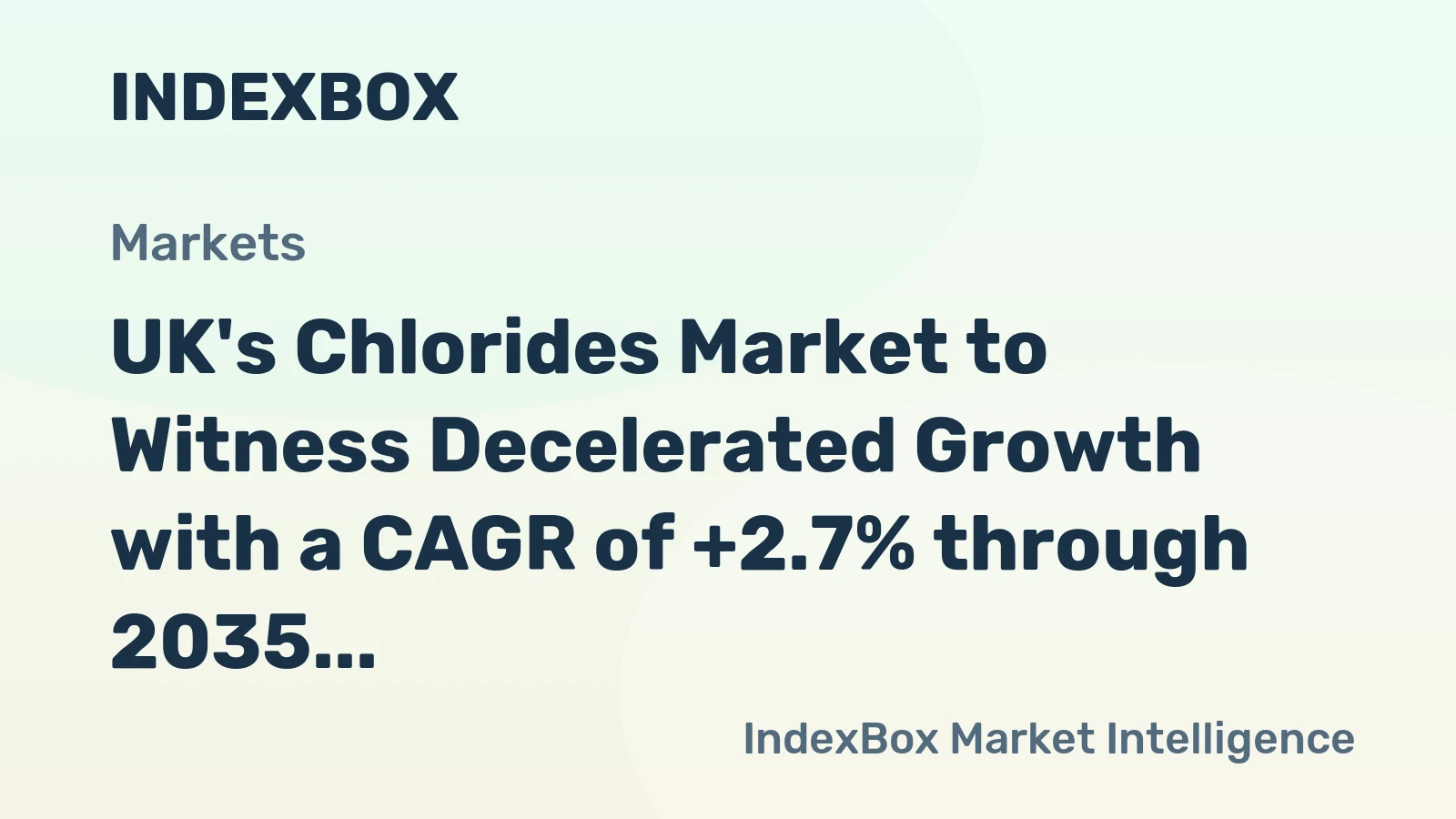 UK's Chlorides Market to Witness Decelerated Growth with a CAGR of +2.7% through 2035