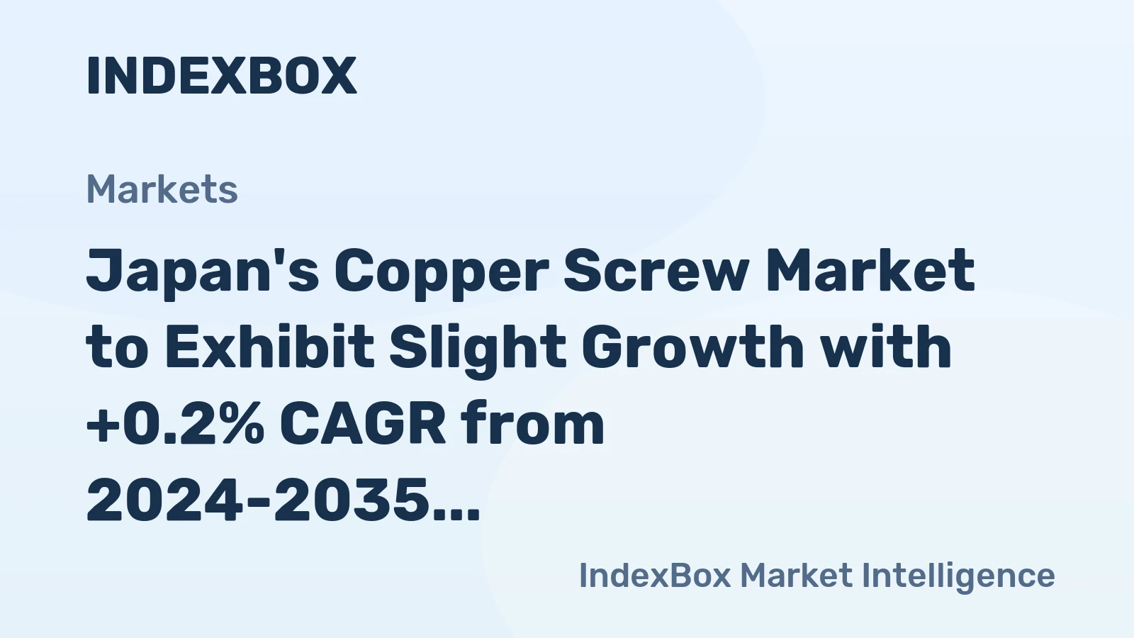 Japan's Copper Screw Market to Exhibit Slight Growth with +0.2% CAGR from 2024-2035, Reaching $248M