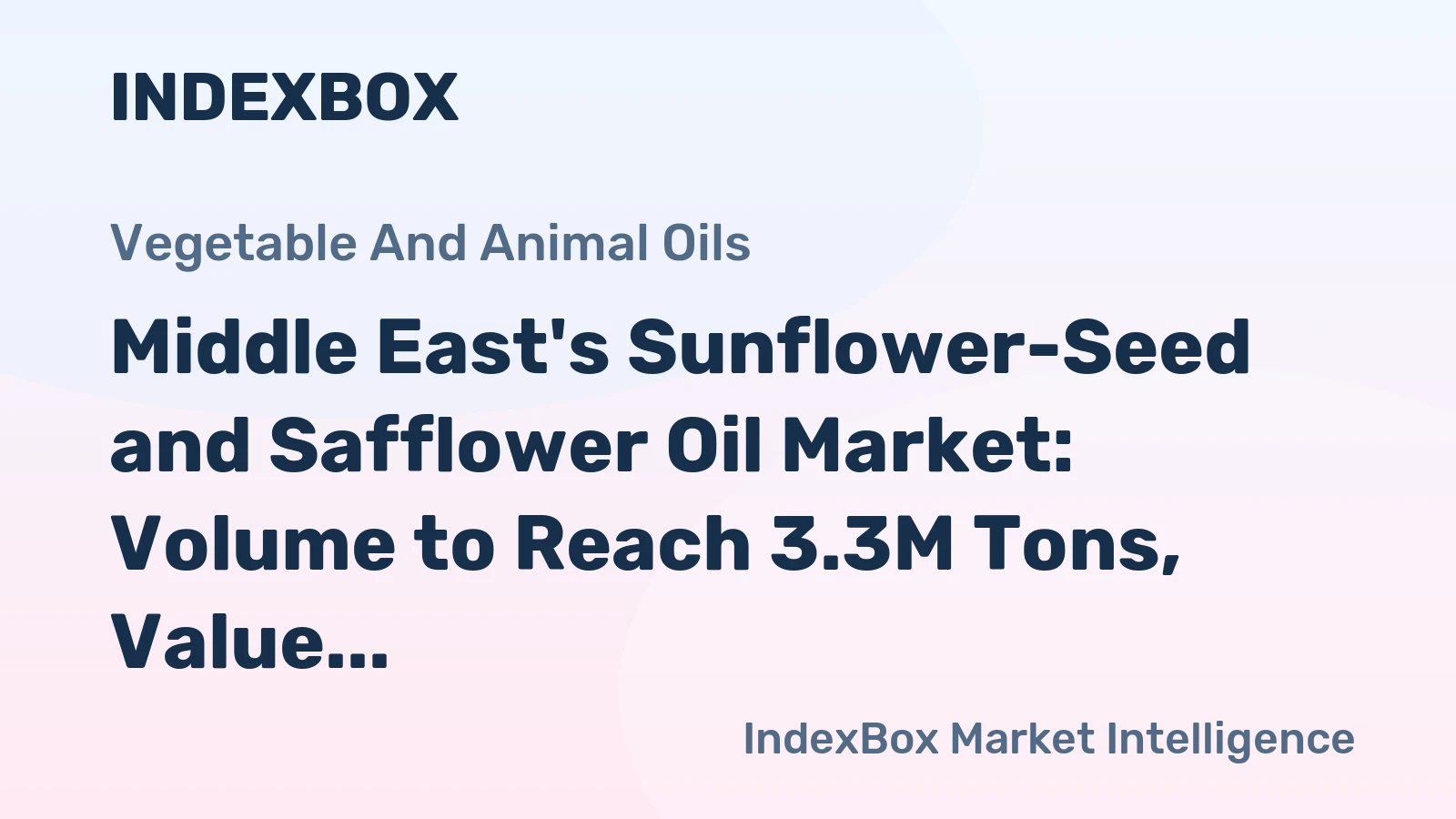 Middle East's Sunflower-Seed and Safflower Oil Market: Volume to Reach 3.3M Tons, Value to Hit $3.6B by 2035