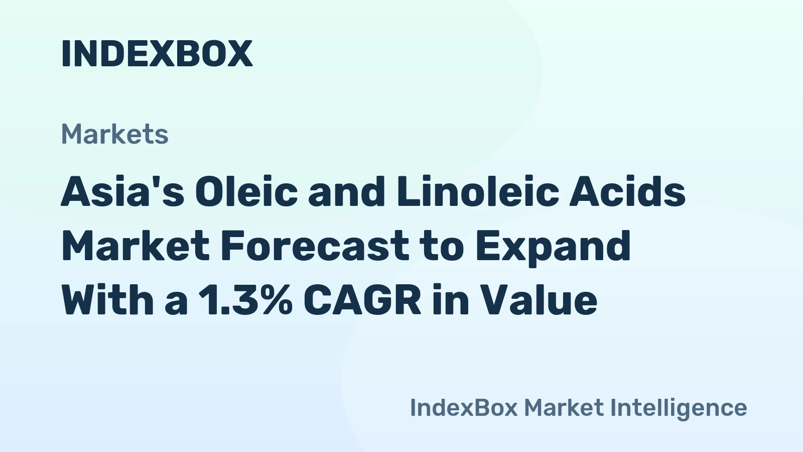 Asia's Oleic and Linoleic Acids Market Forecast to Expand With a 1.3% CAGR in Value