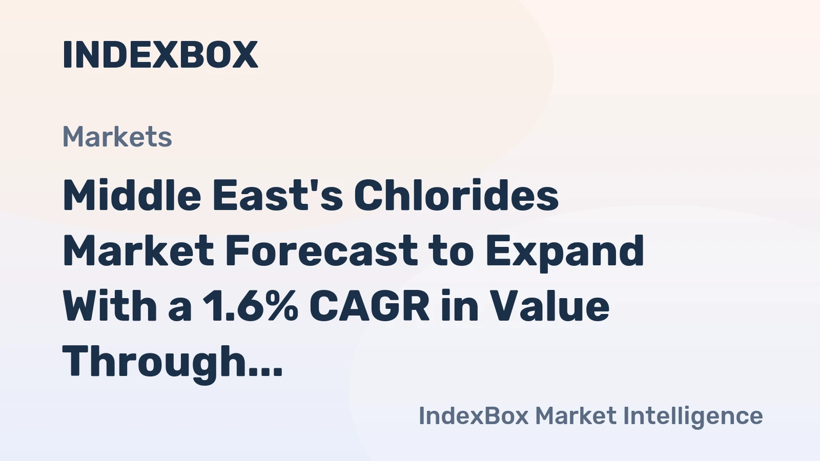 Middle East's Chlorides Market Forecast to Expand With a 1.6% CAGR in Value Through 2035