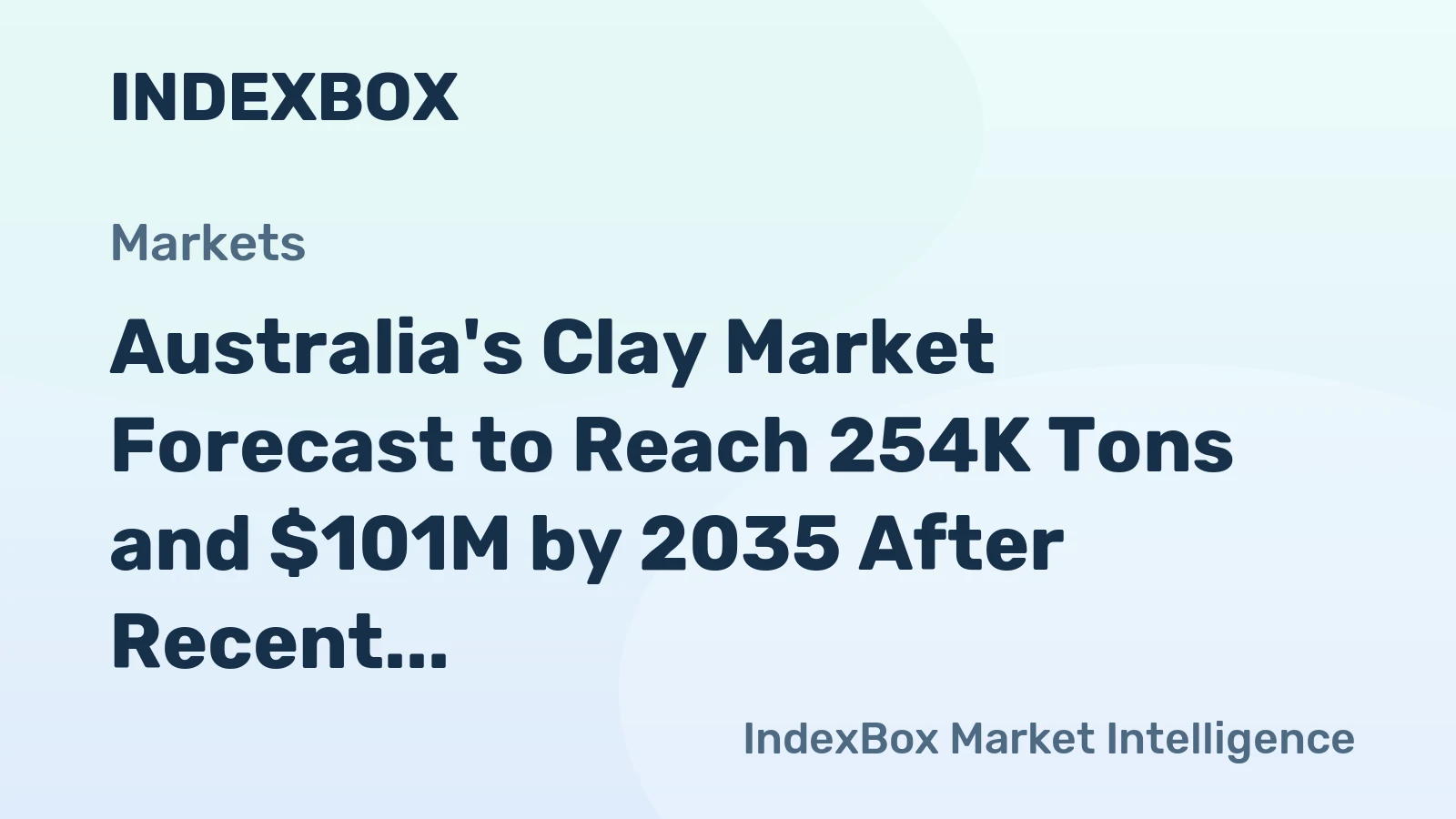 Australia's Clay Market Forecast to Reach 254K Tons and $101M by 2035 After Recent Contraction