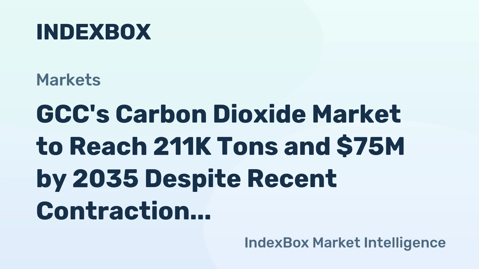 GCC's Carbon Dioxide Market to Reach 211K Tons and $75M by 2035 Despite Recent Contraction