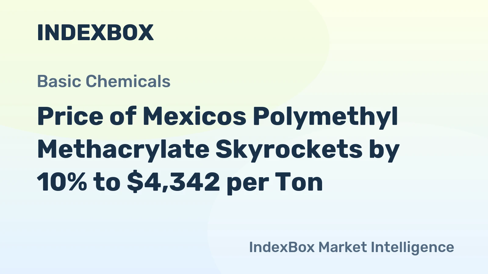 Price of Mexicos Polymethyl Methacrylate Skyrockets by 10% to $4,342 per Ton