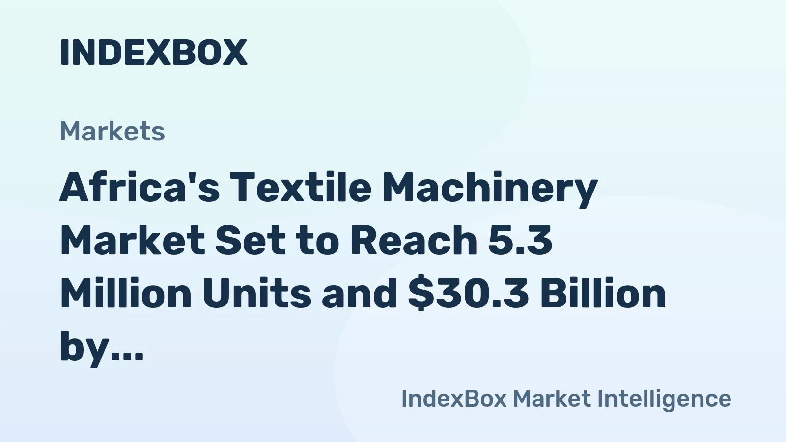 Africa's Textile Machinery Market Set to Reach 5.3 Million Units and $30.3 Billion by 2035