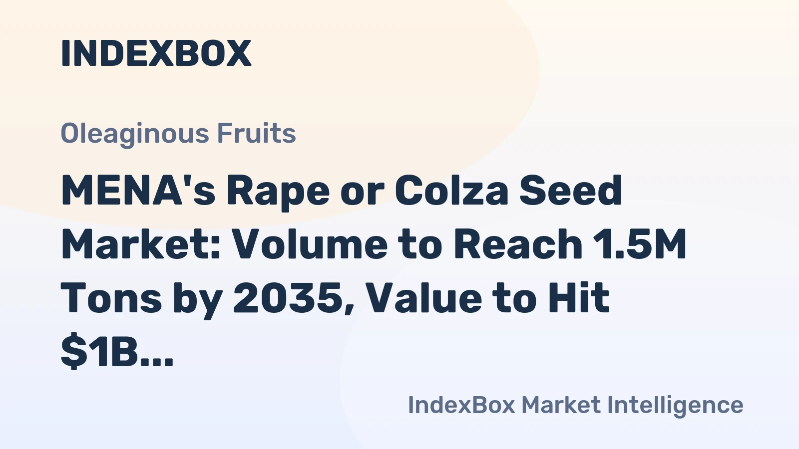 MENA's Rape or Colza Seed Market: Volume to Reach 1.5M Tons by 2035, Value to Hit $1B