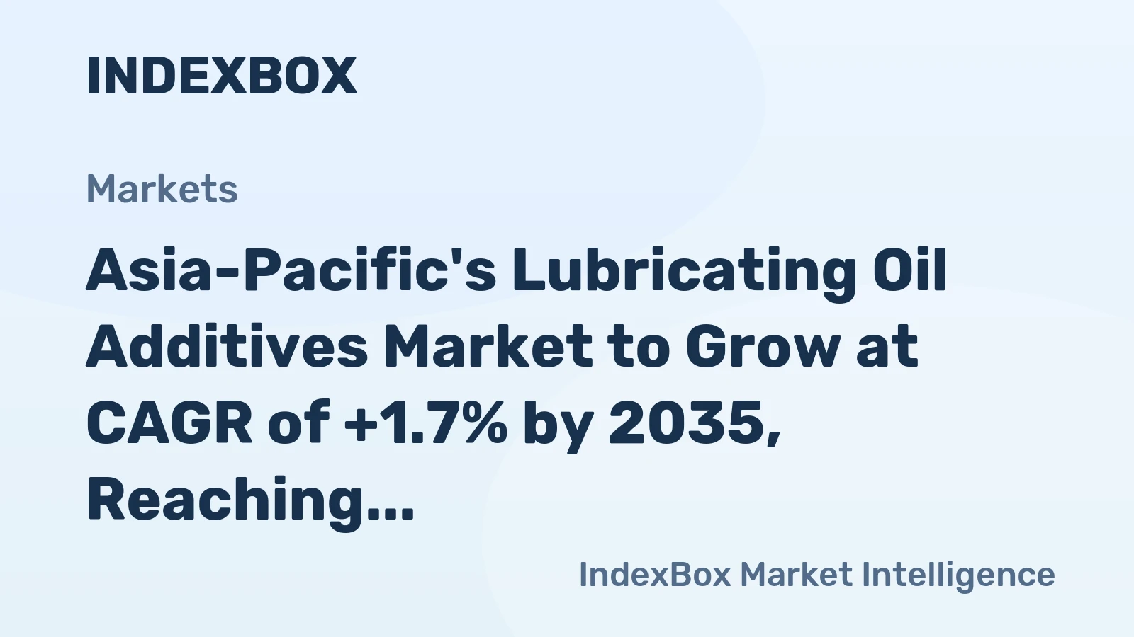 Asia-Pacific's Lubricating Oil Additives Market to Grow at CAGR of +1.7% by 2035, Reaching $20.4B in Value