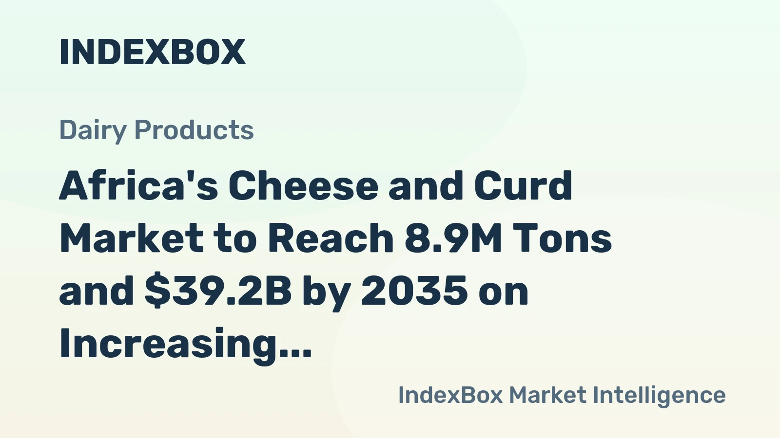Africa's Cheese and Curd Market to Reach 8.9M Tons and $39.2B by 2035 on Increasing Demand