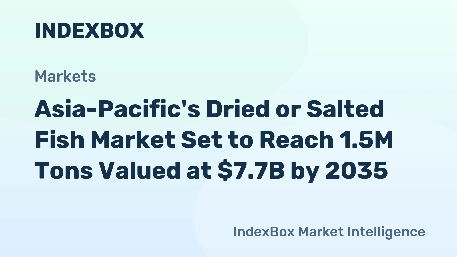 Asia-Pacific's Dried or Salted Fish Market Set to Reach 1.5M Tons Valued at $7.7B by 2035