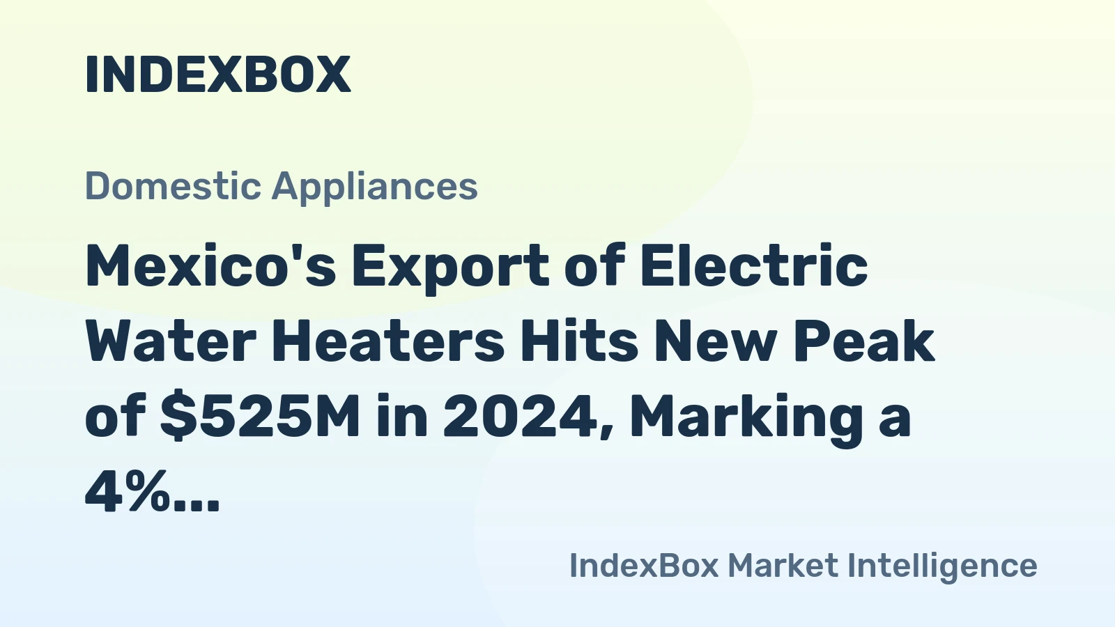 Mexico's Export of Electric Water Heaters Hits New Peak of $525M in 2024, Marking a 4% Increase.