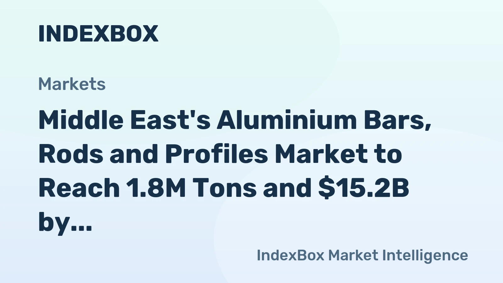 Middle East's Aluminium Bars, Rods and Profiles Market to Reach 1.8M Tons and $15.2B by 2035