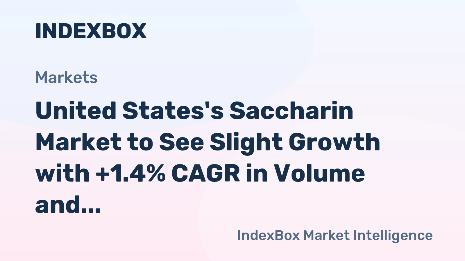 United States's Saccharin Market to See Slight Growth with +1.4% CAGR in Volume and +1.8% CAGR in Value by 2035