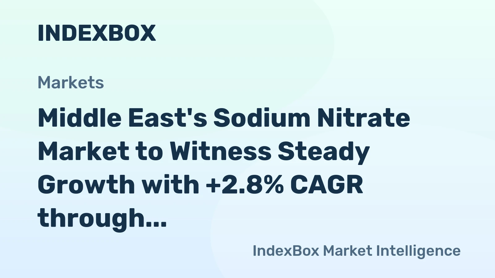 Middle East's Sodium Nitrate Market to Witness Steady Growth with +2.8% CAGR through 2035