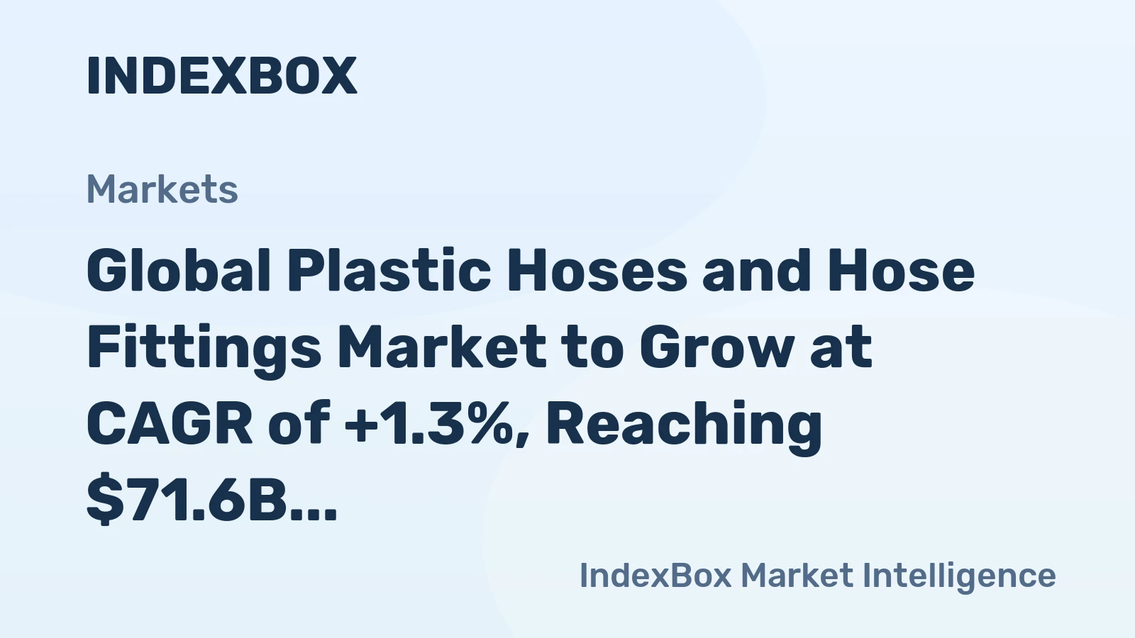 Global Plastic Hoses and Hose Fittings Market to Grow at CAGR of +1.3%, Reaching $71.6B by 2035