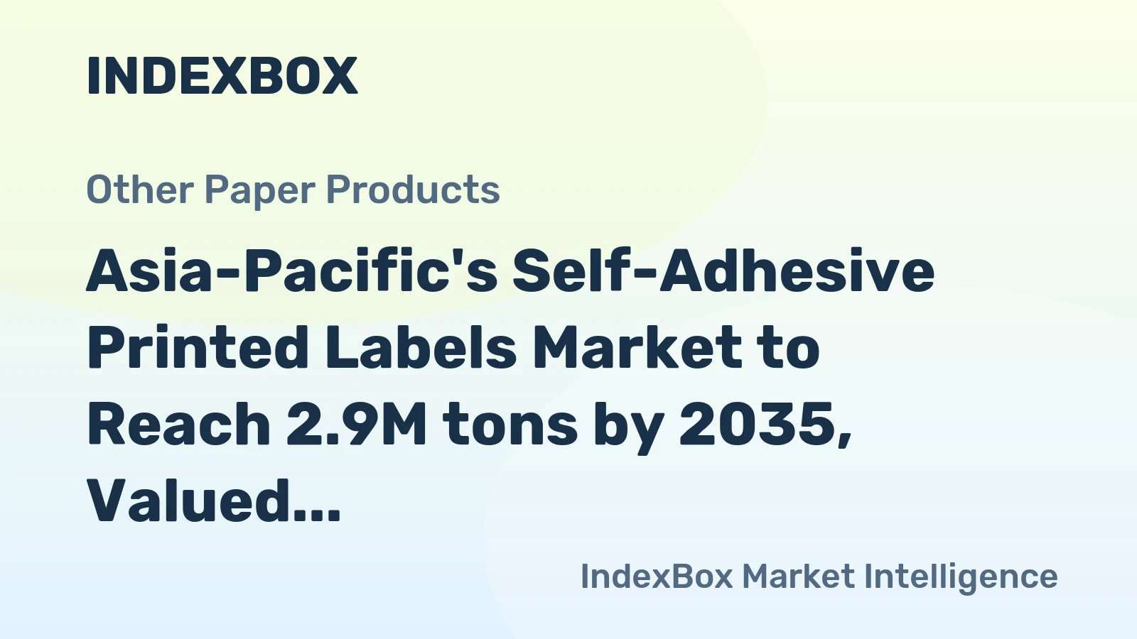 Asia-Pacific's Self-Adhesive Printed Labels Market to Reach 2.9M tons by 2035, Valued at $30.3B