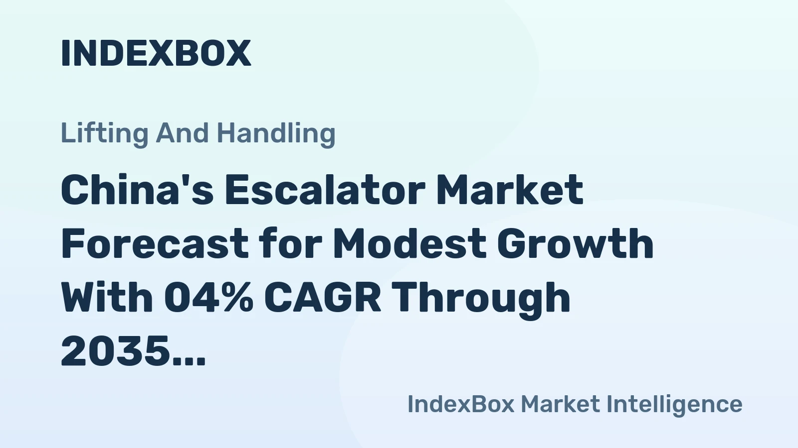 China's Escalator Market Forecast for Modest Growth With 04% CAGR Through 2035