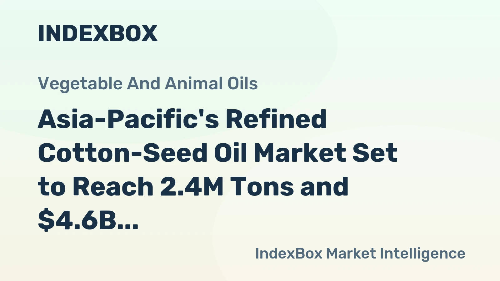 Asia-Pacific's Refined Cotton-Seed Oil Market Set to Reach 2.4M Tons and $4.6B in Value