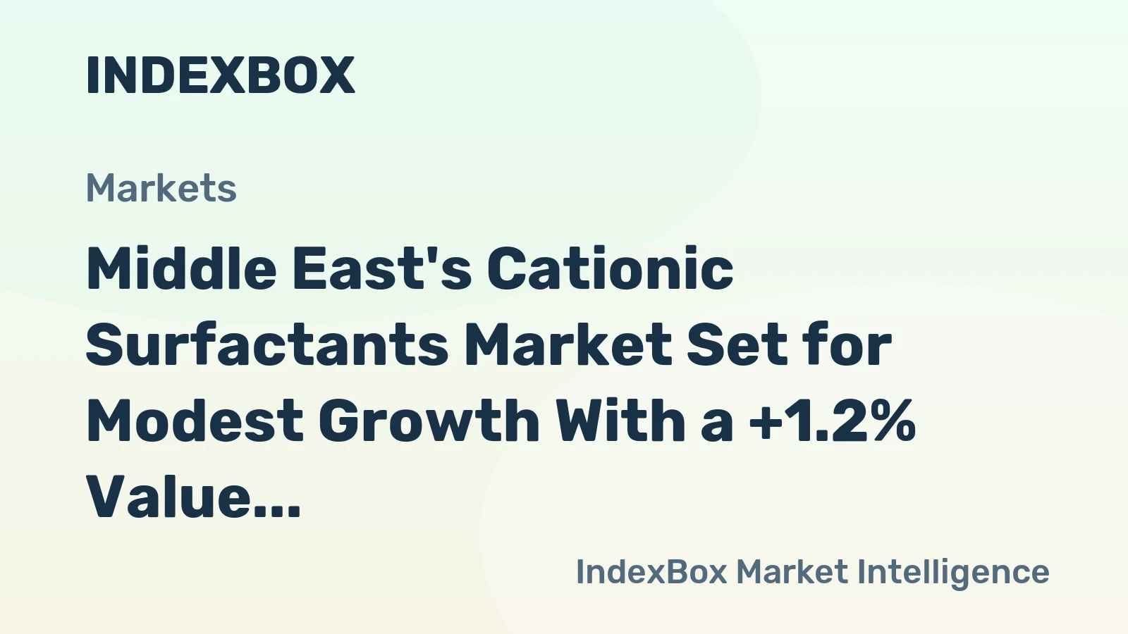 Middle East's Cationic Surfactants Market Set for Modest Growth With a +1.2% Value CAGR
